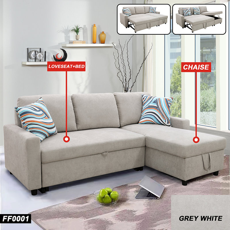 Hokku Designs Boukje Flannelette 2-Piece Couch Living Room Sofabed | Wayfair